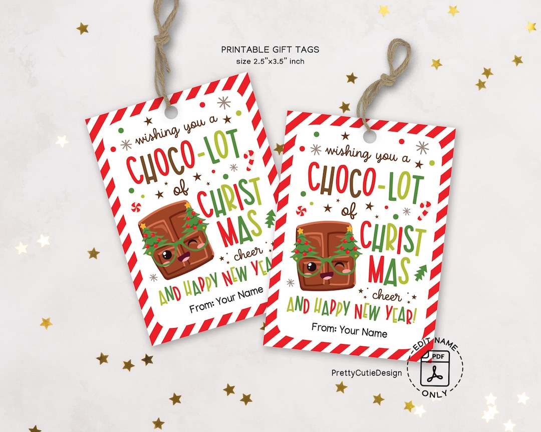 Chocolate Christmas Gift Tags Printable, Holiday Party Favor Tags ...