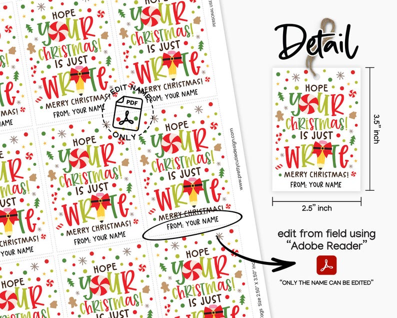 Christmas Gift Tags Printable, Hope Your Christmas is Just Write ...