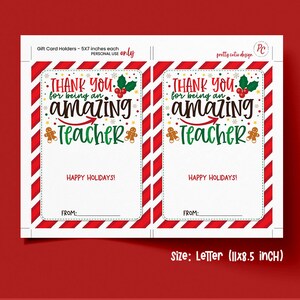 Thank You for Being an Amazing Teacher, Christmas Gift Card Holder ...