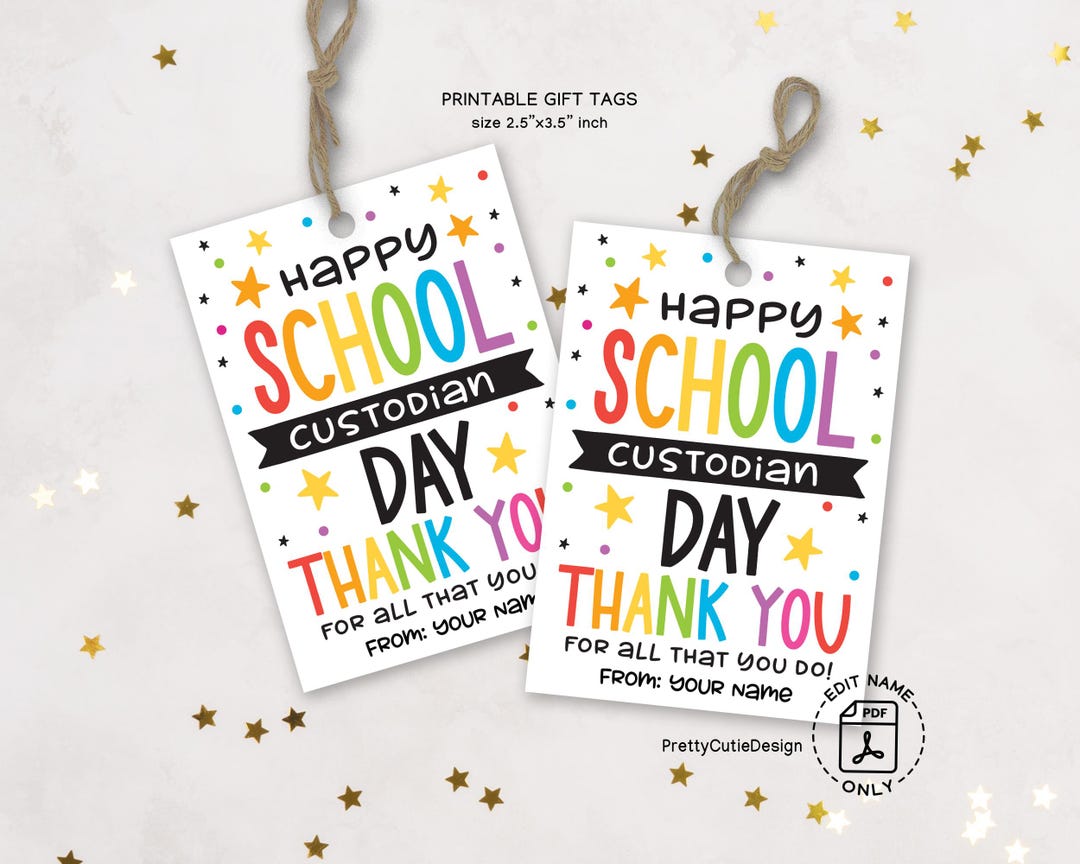 School Custodian Appreciation Gift Tag Printable, Thank You School ...