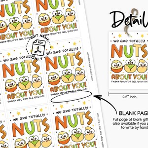 Teacher Appreciation Tag, Totally Nuts About You Thank You Gift Tags ...