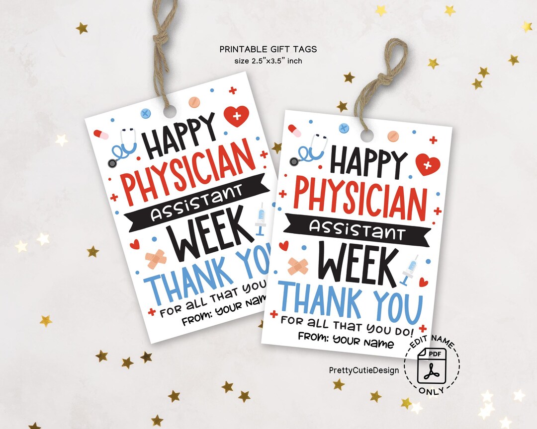 Physician Assistant Week Gift Tags Printable: PA Appreciation Favor ...