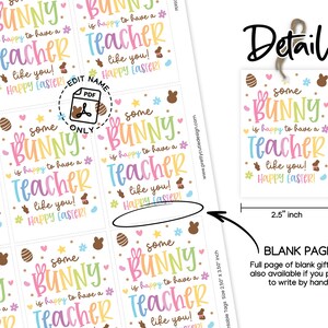 Happy Easter Printable Gift Tags, Easter Teacher Gift Tags, School ...
