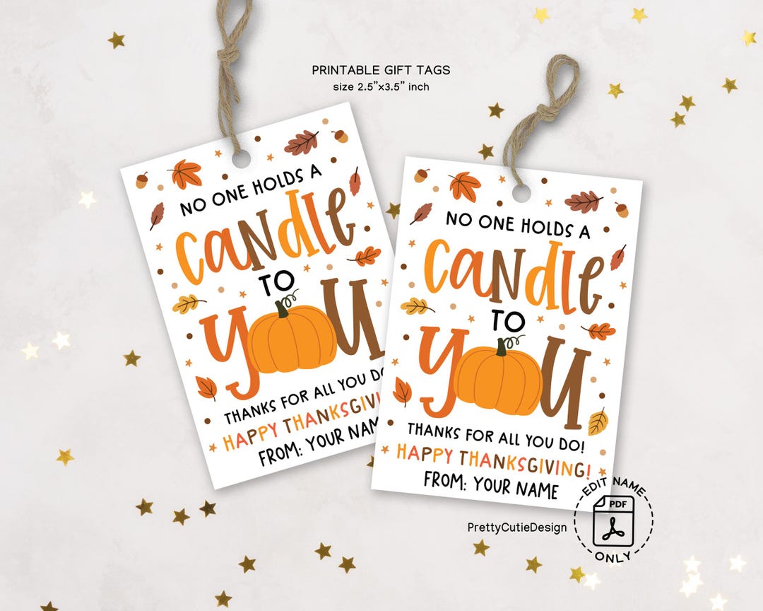 Thanksgiving Candle Gift Tags Printable, Fall Candle Candle Favor Tag ...