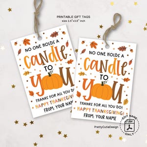 Thanksgiving Candle Gift Tags Printable, Fall Candle Candle Favor Tag ...