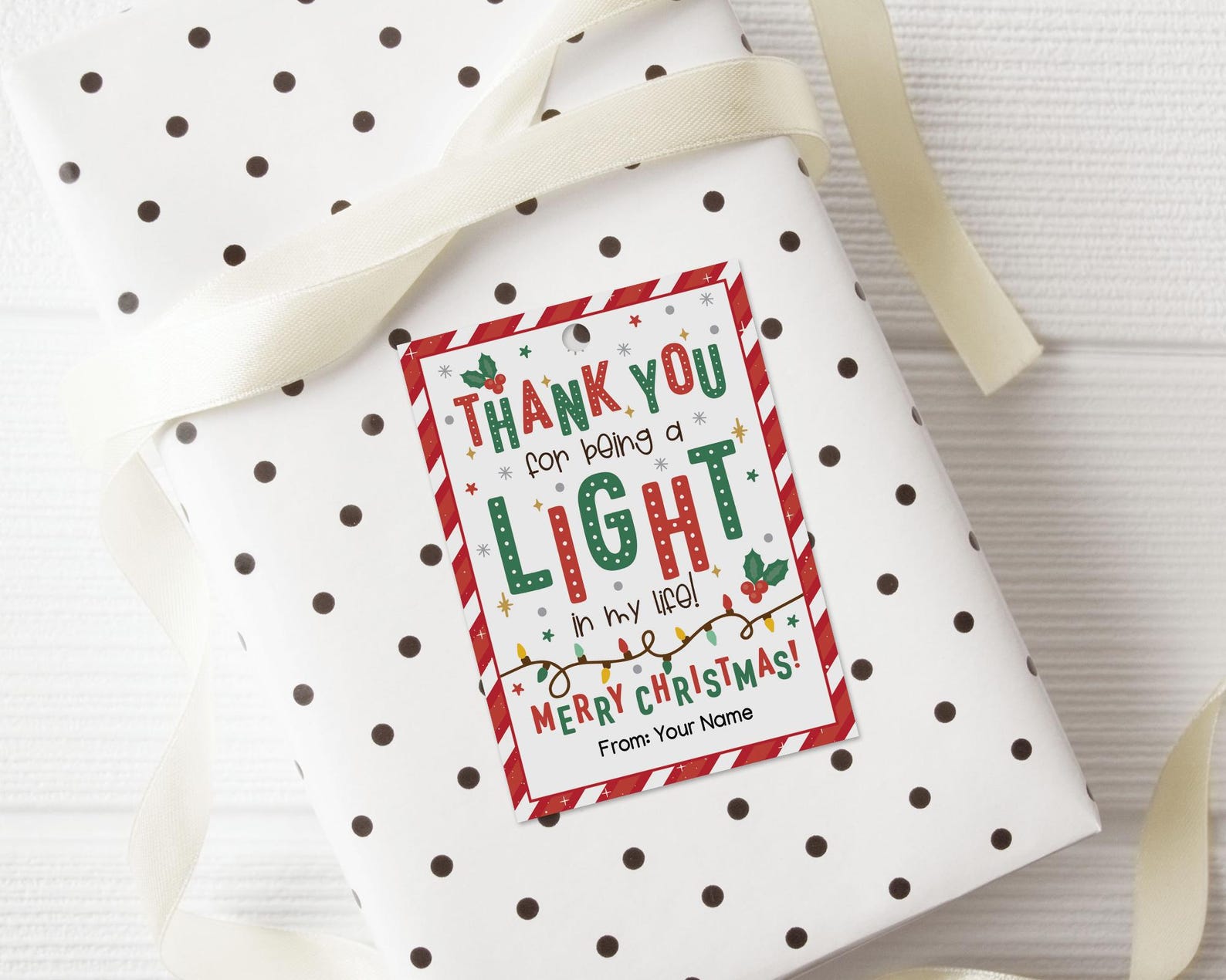 Christmas Thank You Gift Tags, Light in My Life, Holiday Treat Labels ...