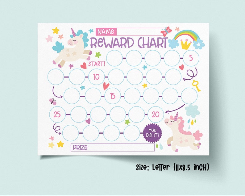 Unicorn Rainbow Reward Chart for Kids Simple Kids Reward | Etsy