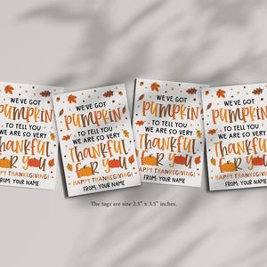 Thanksgiving Gift Tags Printable, Thankful Teacher Appreciation Treat ...