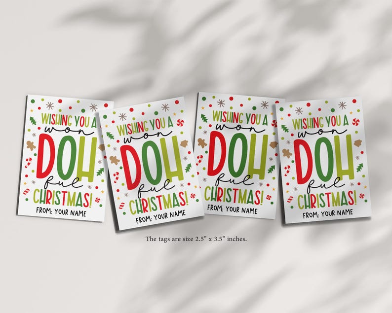 Playdough Gift Tags Printable, Won-doh-ful Christmas, Winter Break ...