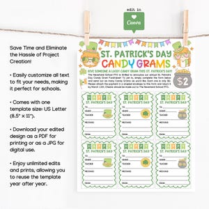 Editable St Patricks Candy Gram Fundraiser Flyer Template, St Patrick's ...