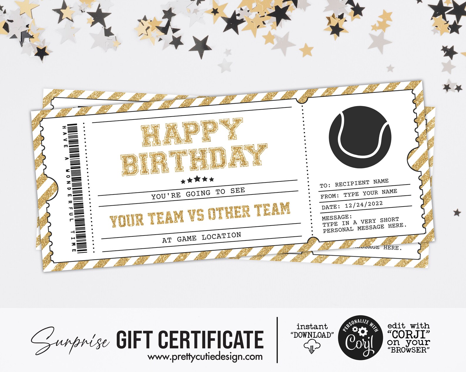 Tennis Game Ticket Gift Voucher Surprise Gift Certificate - Etsy