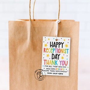 Receptionists Day Gift Tag Printable, Receptionist Day Card ...