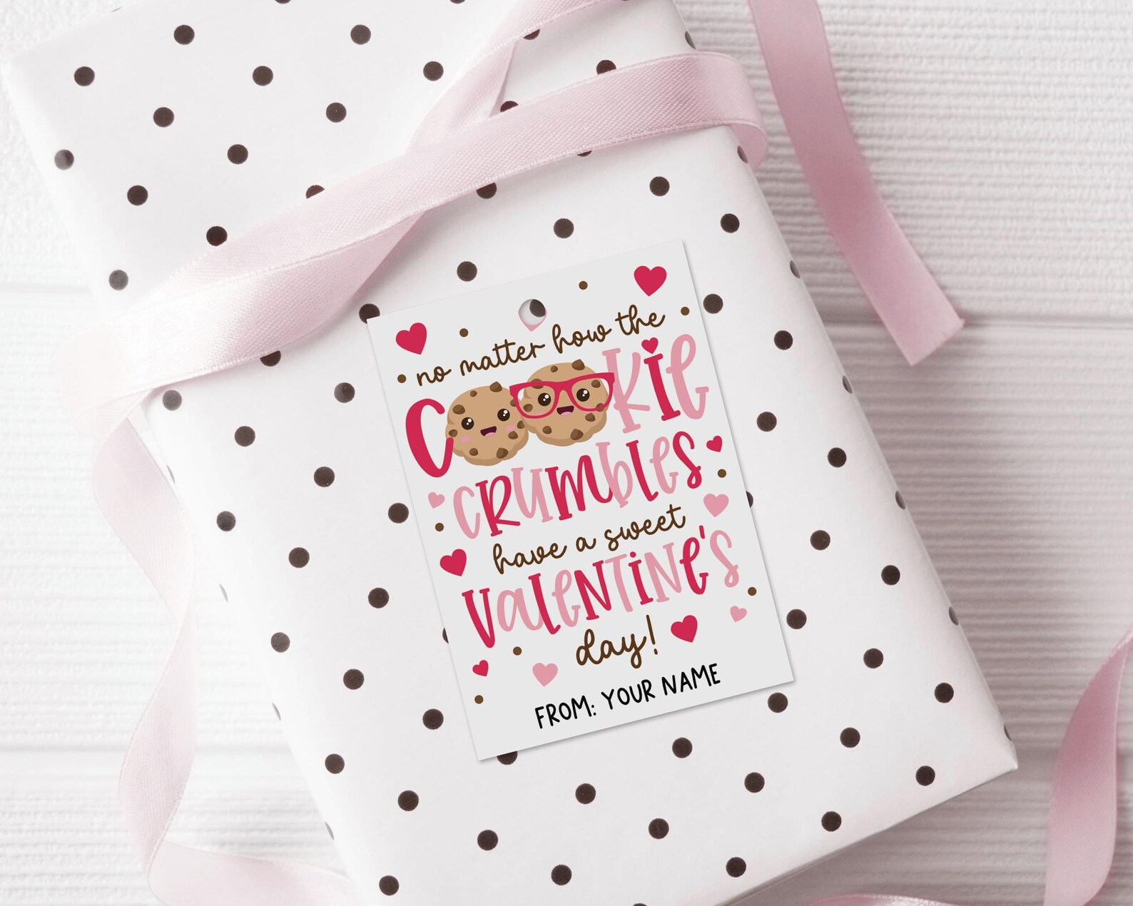 Cookie Valentine Gift Tag Printable, Sweet Classroom Treat Bag Label ...