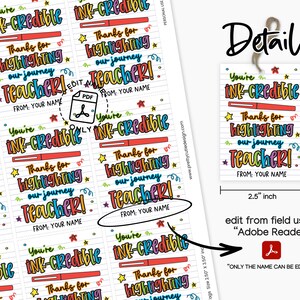 Teacher Appreciation Tag, Ink-credible Teacher Pen Gift Tag ...