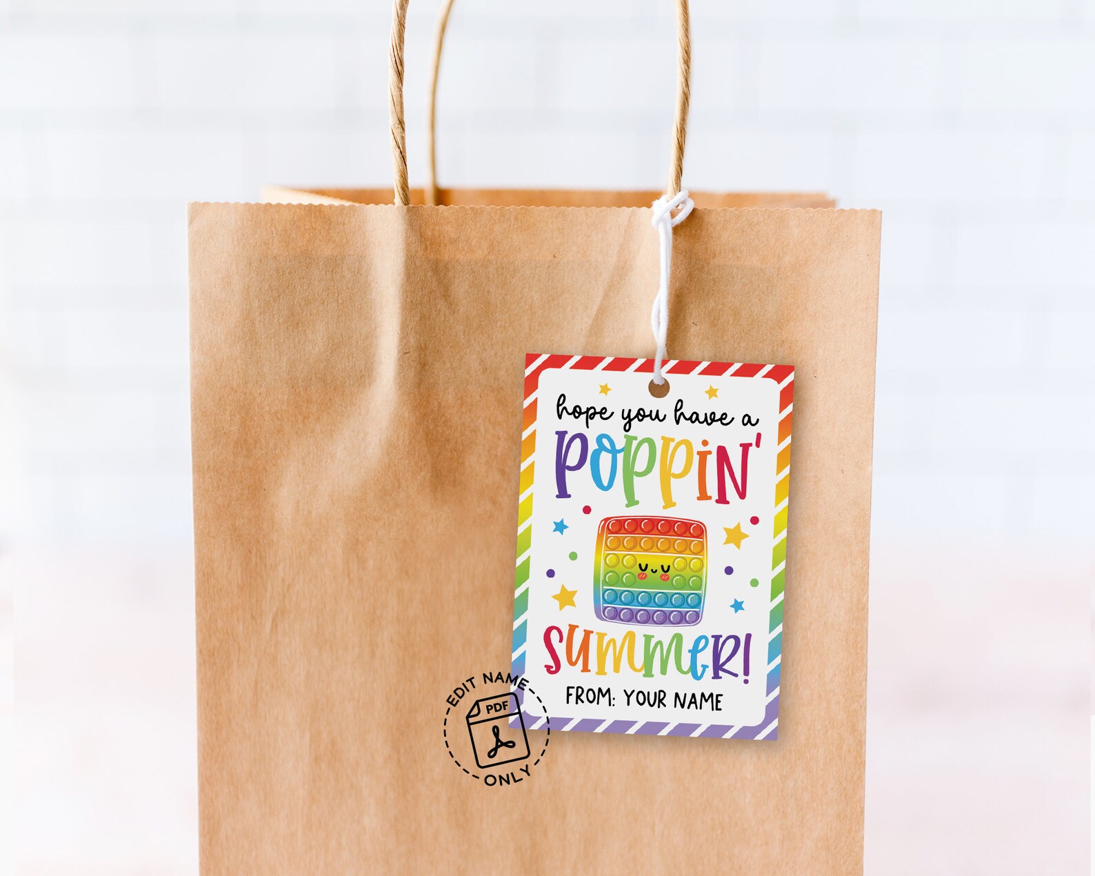Pop It Gift Tags, End of School Year Tags, End School Year of Kids ...