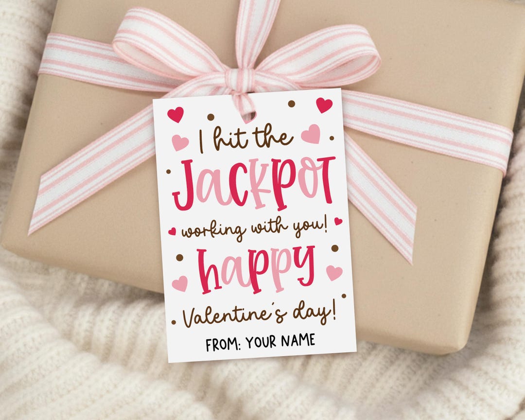 Coworker Valentine Gift Tag Printable, Jackpot Working With You Office ...