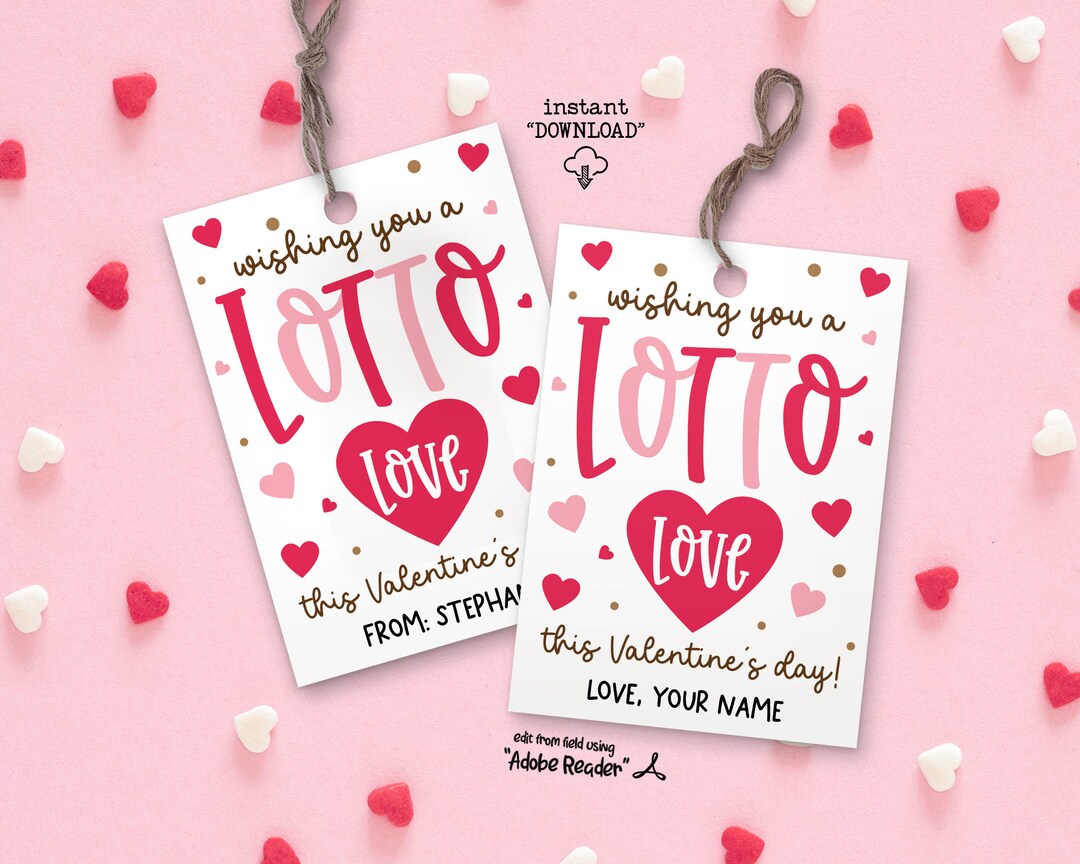 Valentines Day Gift Tag Printable, Wishing You A Lotto Love This ...