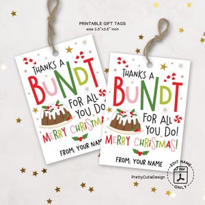 Christmas Bundt Cake Gift Tags Printable, Employee Appreciation ...