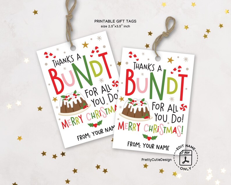 Christmas Bundt Cake Gift Tags Printable, Employee Appreciation ...