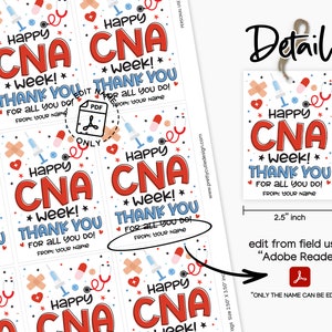 Happy CNA Week Gift Tag, Printable CNA Week Gift Ideas, Certified ...