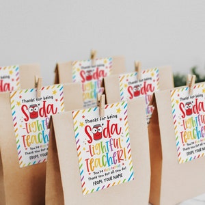 Teacher Appreciation Week Gift Tags, Soda-lighted Teacher Gift Tags ...