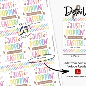 Teacher Easter Printable Gift Tags, Kids Easter Pop It Tags, School ...