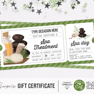 Spa Ticket Template - Etsy UK