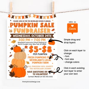 Pumpkin Sale Fundraiser Flyer Template: School Fall Event Poster ...