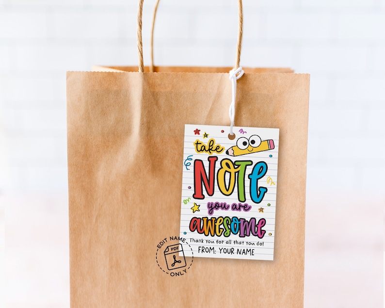 Teacher Appreciation Gift Tags, Printable Sticky Note Design (PDF) - Etsy