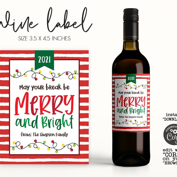 Teacher Wine Label - Etsy