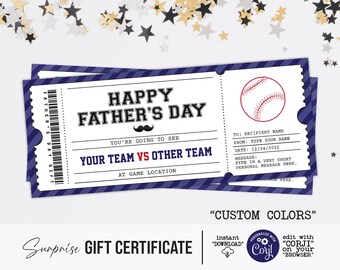Father's Day Tennis Game Ticket Gift Voucher Custom | Etsy