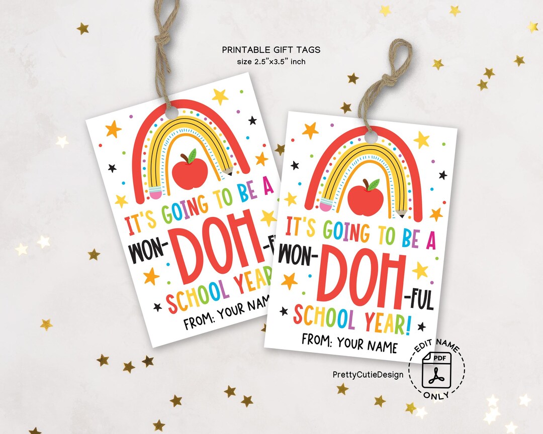 First Day of School Gift Tags: Play Dough Labels (printable PDF ...