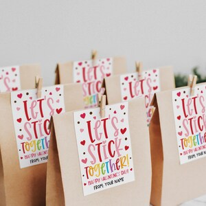 Let's Stick Together Valentine Tag, Classroom Valentine Stickers Gift ...