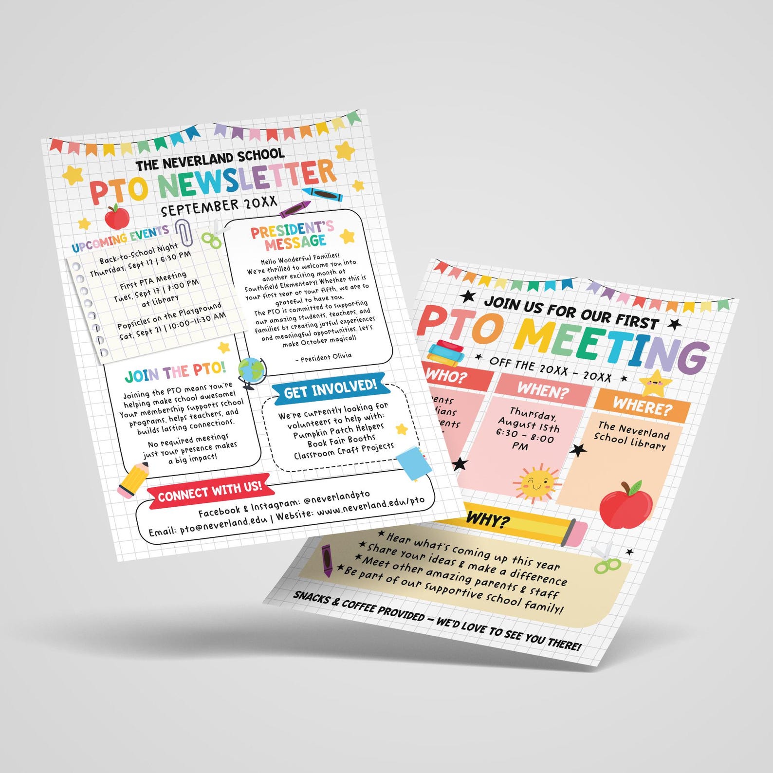 Editable PTO PTA Flyer Bundle: School Event Templates (canva Template ...