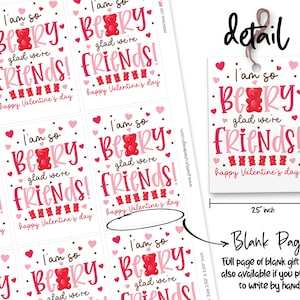 I'm so Beary Glad We Are Friends Valentine Gift Tag, Gummy Bear ...