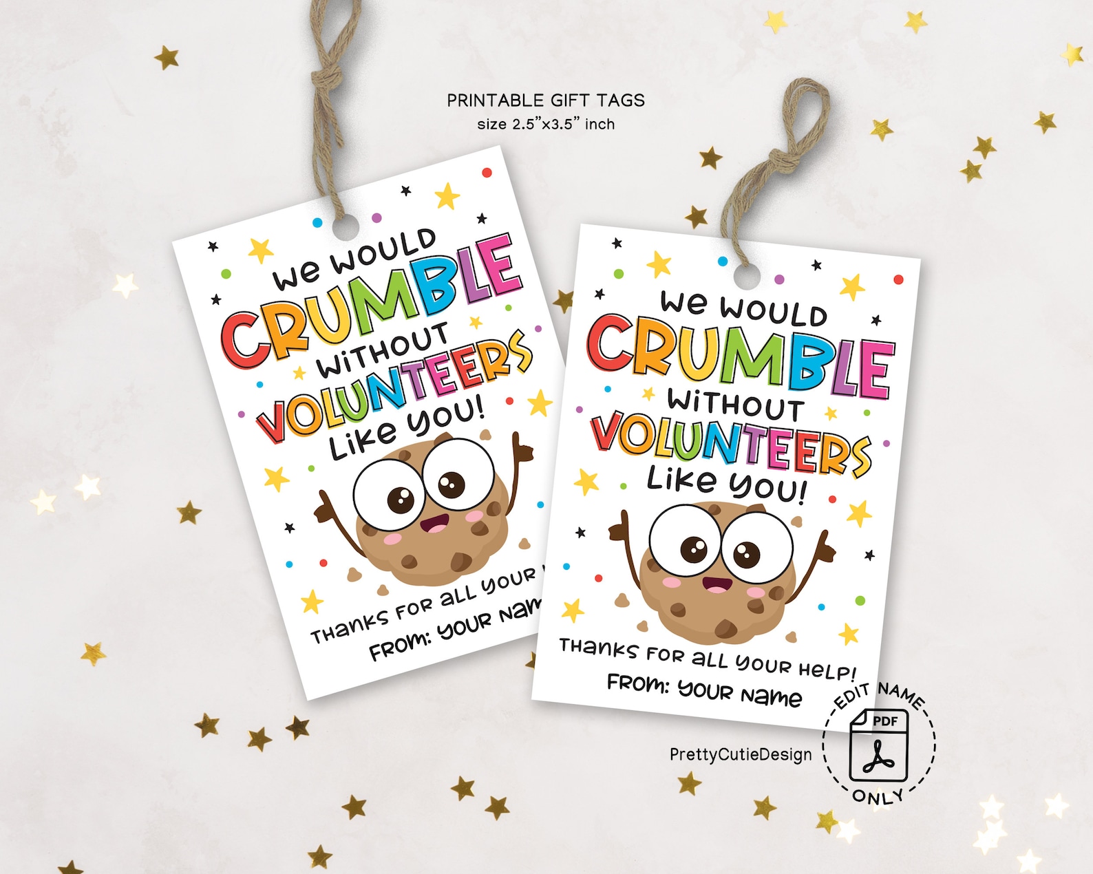Volunteer Appreciation Gift Tags: Cookie Thank You (printable) - Etsy