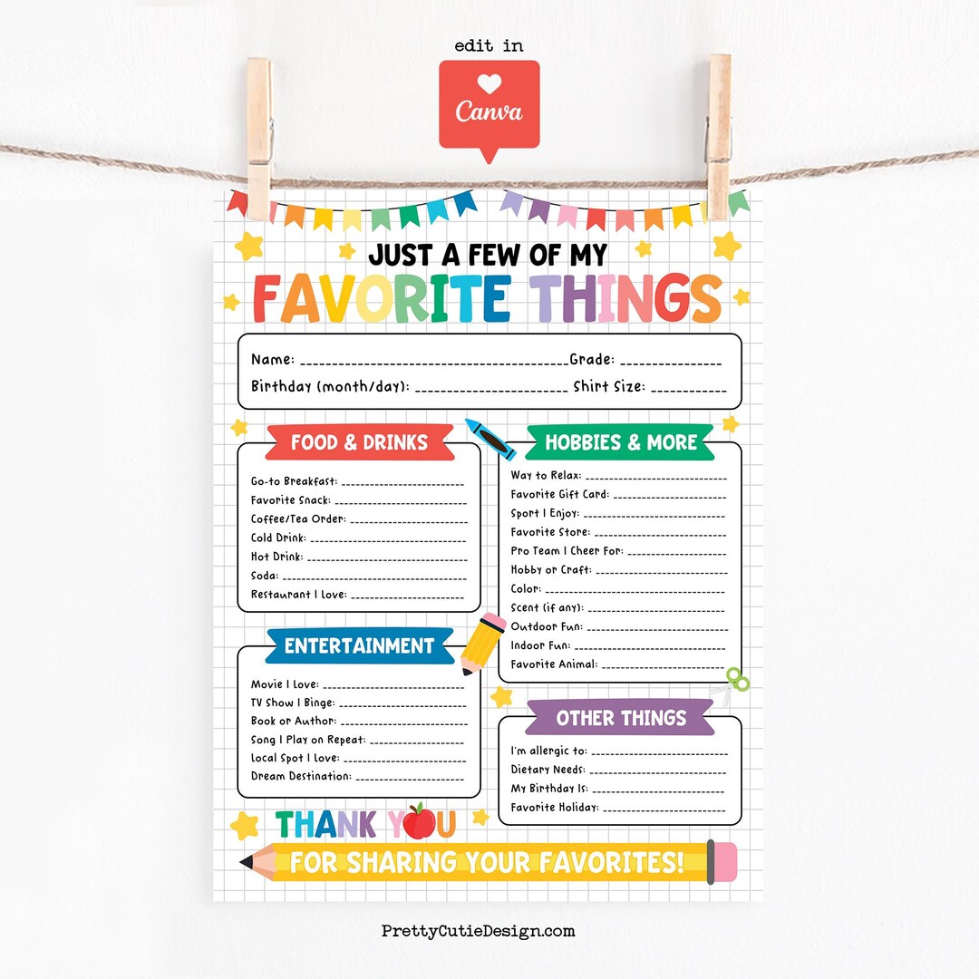 All About Me Teacher Survey: Student & Parent Gift Ideas (canva PDF ...