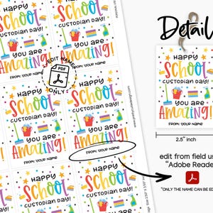 Printable School Custodian Appreciation Gift Tag, Amazing School ...