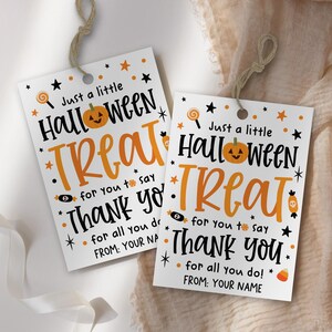 A Little Treat Halloween Gift Tags for Classroom, Spooky Pumpkin Candy ...