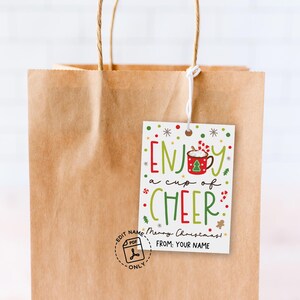 Printable Enjoy a Cup of Cheer Tag, Hot Cocoa Holiday Gift Tag ...