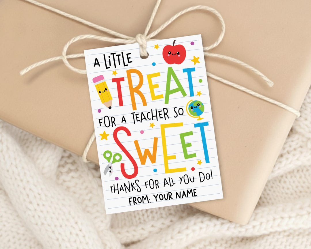Teacher Appreciation Gift Tag Printable for Sweet Treat Week With Thank ...