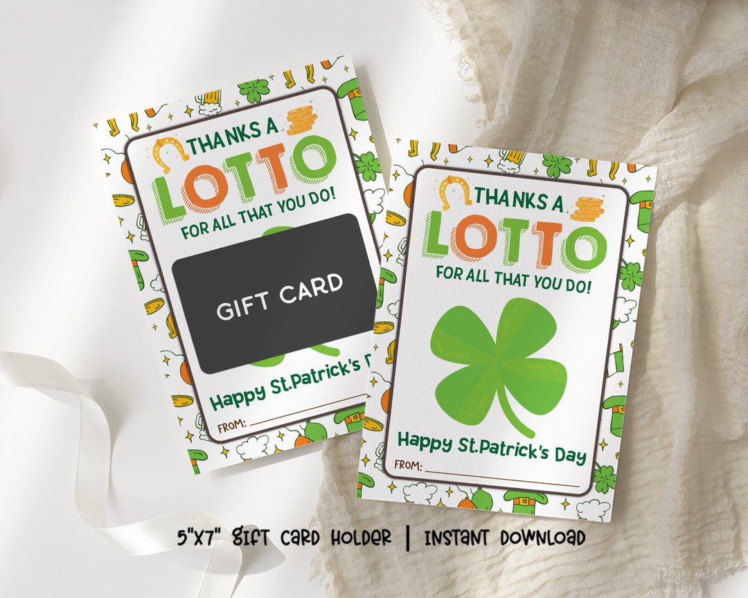 Thanks A Lotto St Patricks Day Gift Card Holder, Thank You Gift Card ...