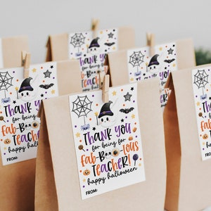 Thank You for Being Fab-boo-lous Teacher Halloween Gift Tags, Happy ...