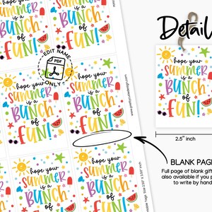 Hope Your Summer is a Bunch of Fun Gift Tags, Last Day of School ...