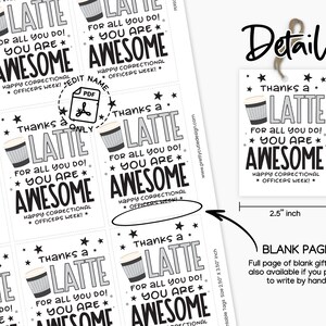 Happy Correctional Officer Week Gift Tags Printable, Thank You Coffee ...