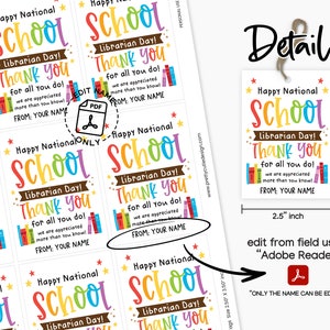 School Librarian Appreciation Tag, School PTO PTA Staff Appreciation ...