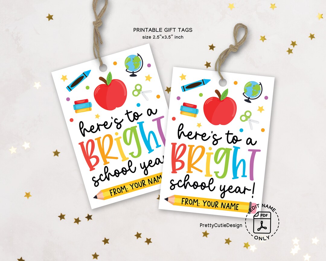 Back to School Gift Tags: Apple & Pencil Design (instant Download PDF ...