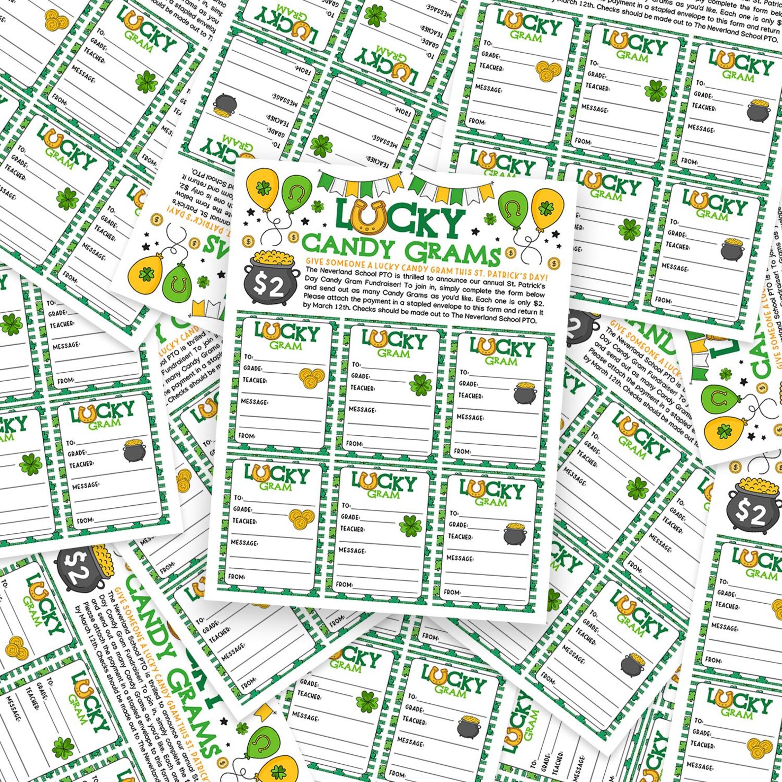 St Patricks Candy Gram Fundraiser Flyer Template, Editable St Patrick's ...