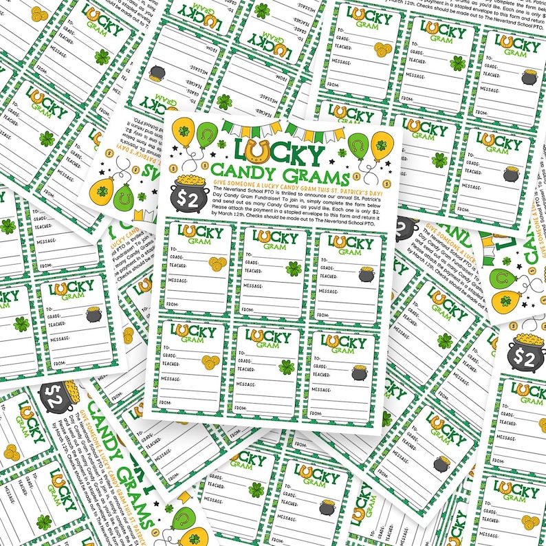 St Patricks Candy Gram Fundraiser Flyer Template, Editable St Patrick's ...
