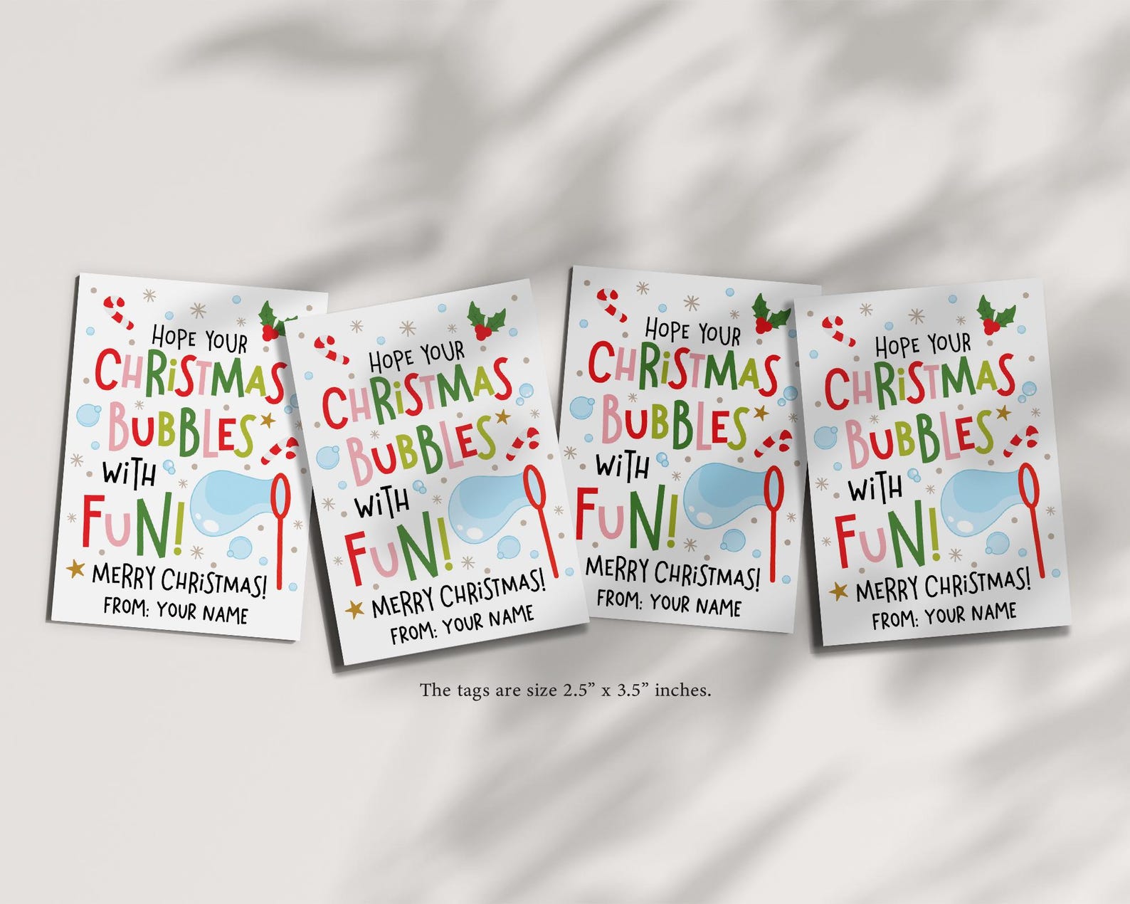 Christmas Gift Tags, Bubbles With Fun Printable, Kids Treat Bag Labels ...